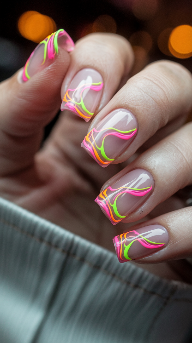 Neon Inspired Nail Design For February 2025 - nailosphere.com