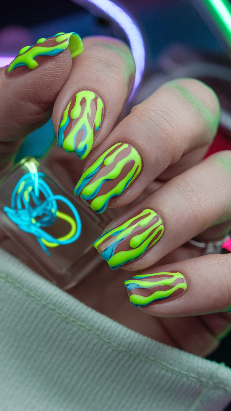 Neon Inspired Nail Design For February 2025 - nailosphere.com